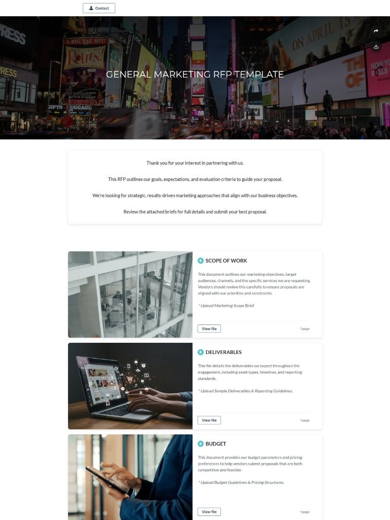General Marketing RFP Template - Highnote